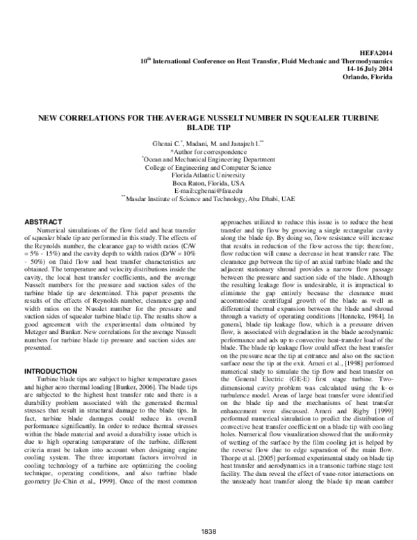 (PDF) New Correlations for the Average Nusselt Number in Squealer ...