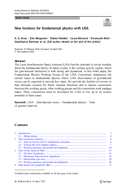 (PDF) New horizons for fundamental physics with LISA