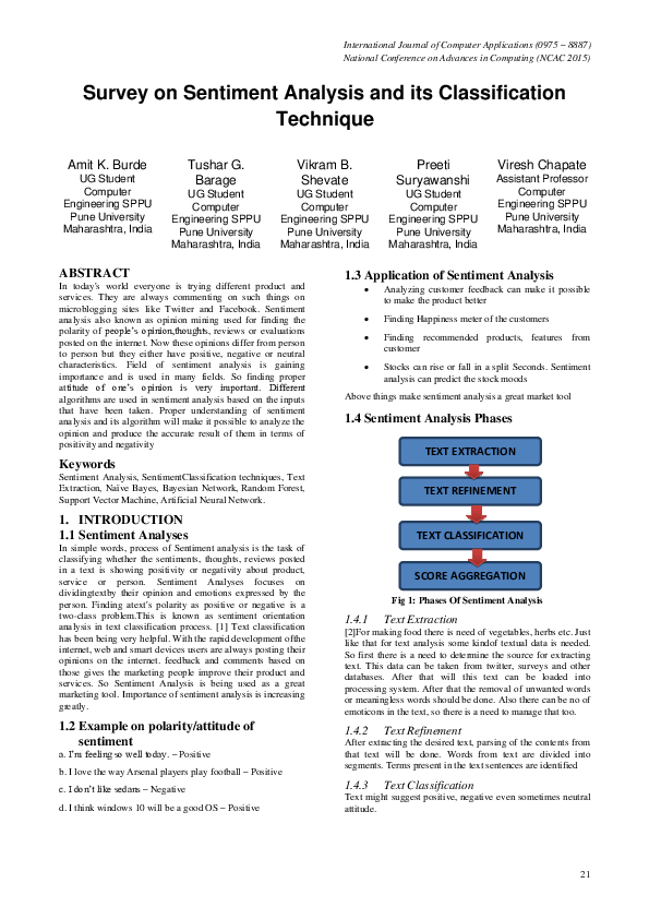 (PDF) Survey on Sentiment Analysis and its Classification Technique
