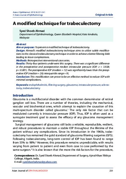 (PDF) Ahmad’s modified trabeculectomy technique