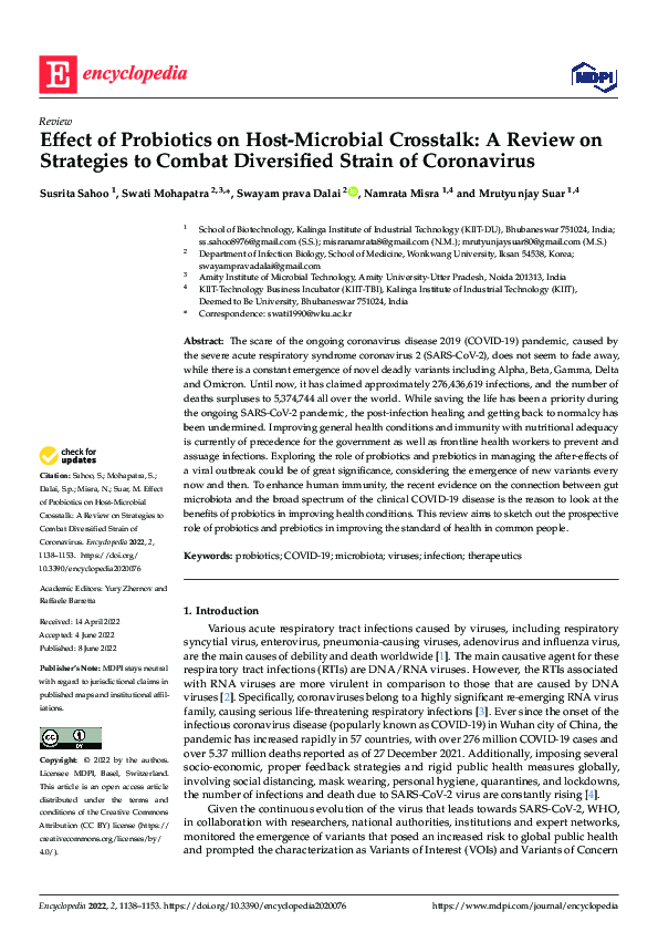 (PDF) Effect of Probiotics on Host-Microbial Crosstalk: A Review on ...