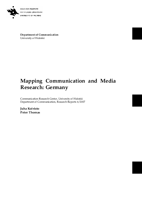 (PDF) Mapping communication and media research: Germany
