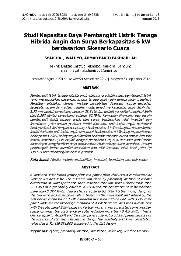(PDF) Studi Kapasitas Daya Pembangkit Listrik Tenaga Hibrida Angin dan ...
