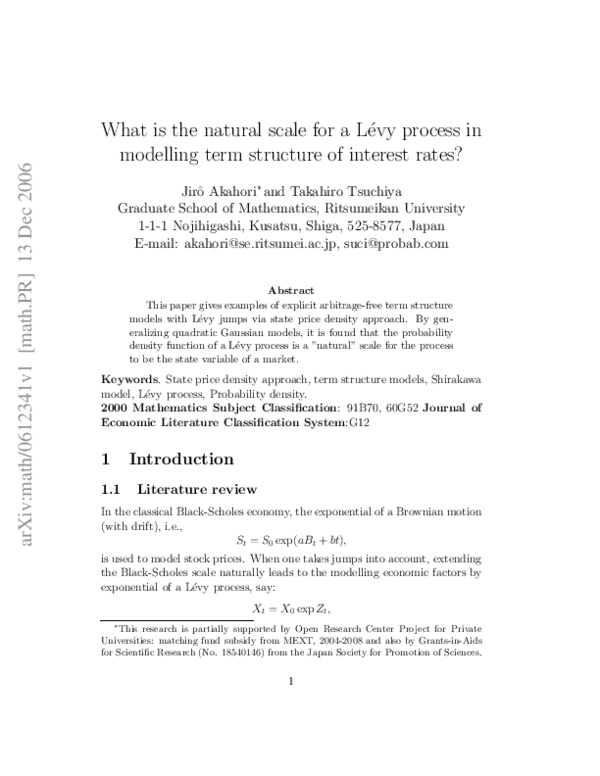 (PDF) What is the Natural Scale for a Lévy Process in Modelling Term ...