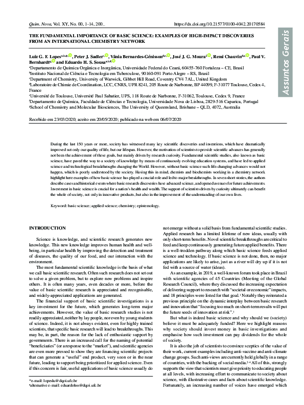 (PDF) The Fundamental Importance of Basic Science: Examples of High ...