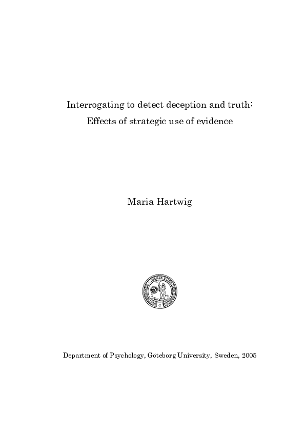(PDF) Detecting deception via strategic disclosure of evidence