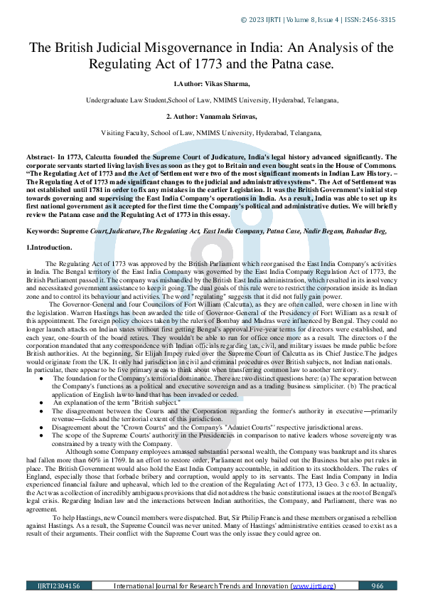 (PDF) The British Judicial Misgovernance in India: An Analysis of the ...