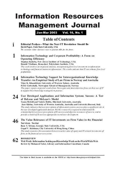 (PDF) User Developed Applications and Information Systems Success
