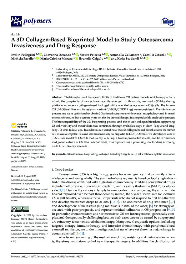 (PDF) A 3D Collagen-Based Bioprinted Model to Study Osteosarcoma ...