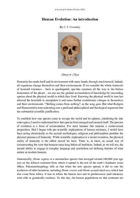 (PDF) Human Evolution: An introduction
