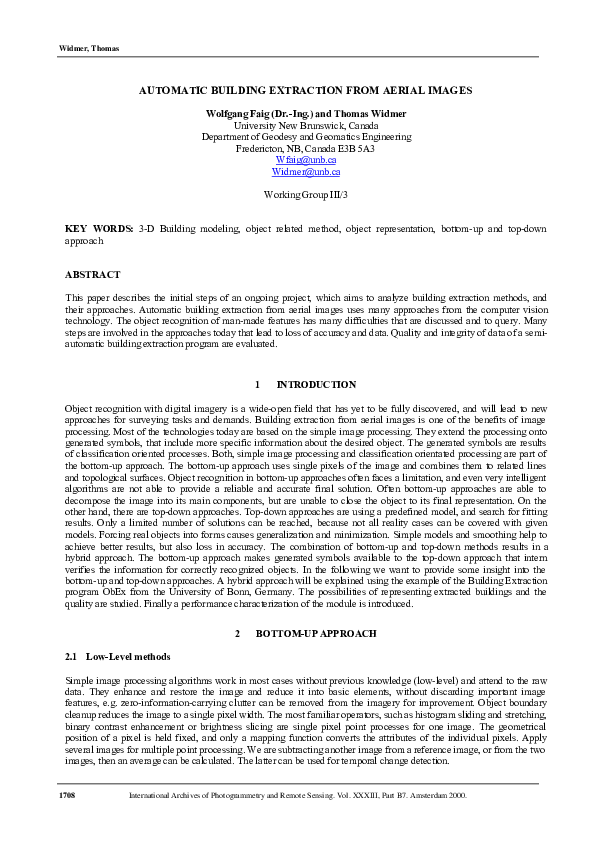 (PDF) Automatic Building Extraction from Aerial Images