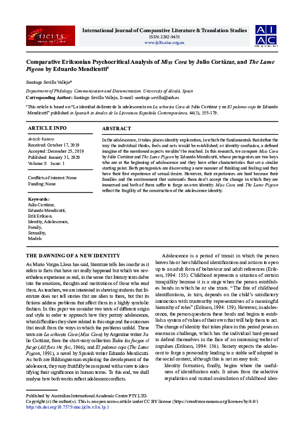 (PDF) Comparative Eriksonian Psychocritical Analysis of Miss Cora by ...
