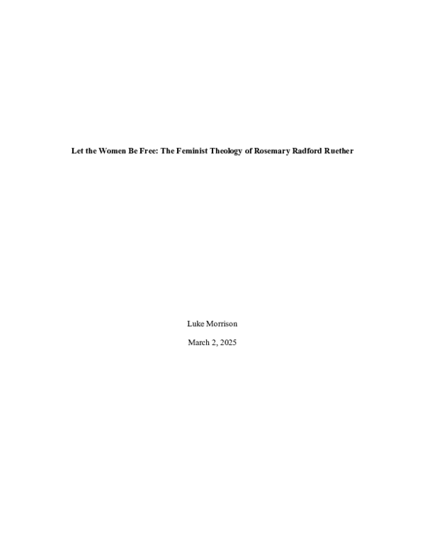 (PDF) Let the Women Be Free: The Feminist Theology of Rosemary Radford ...