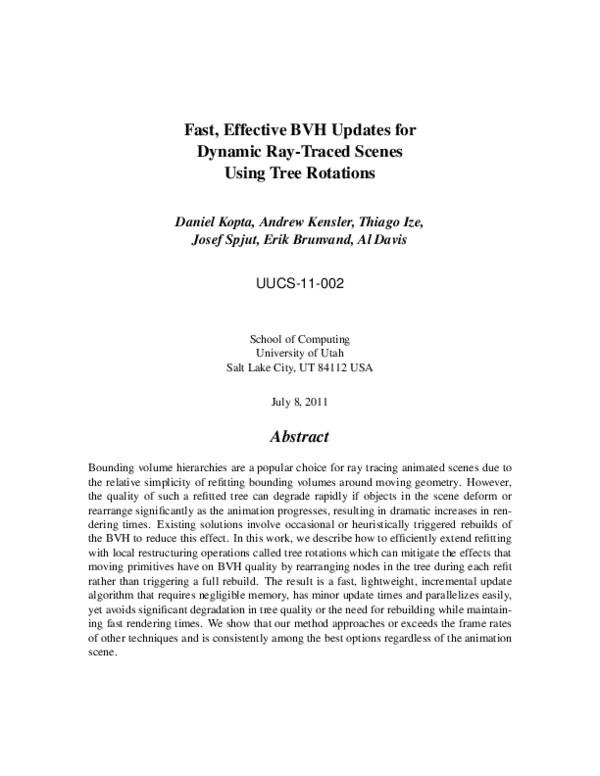 (PDF) Fast, Effective BVH Updates for Dynamic Ray-Traced Scenes Using ...