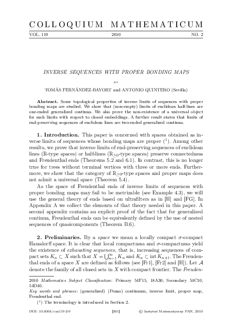 (PDF) Inverse sequences with proper bonding maps