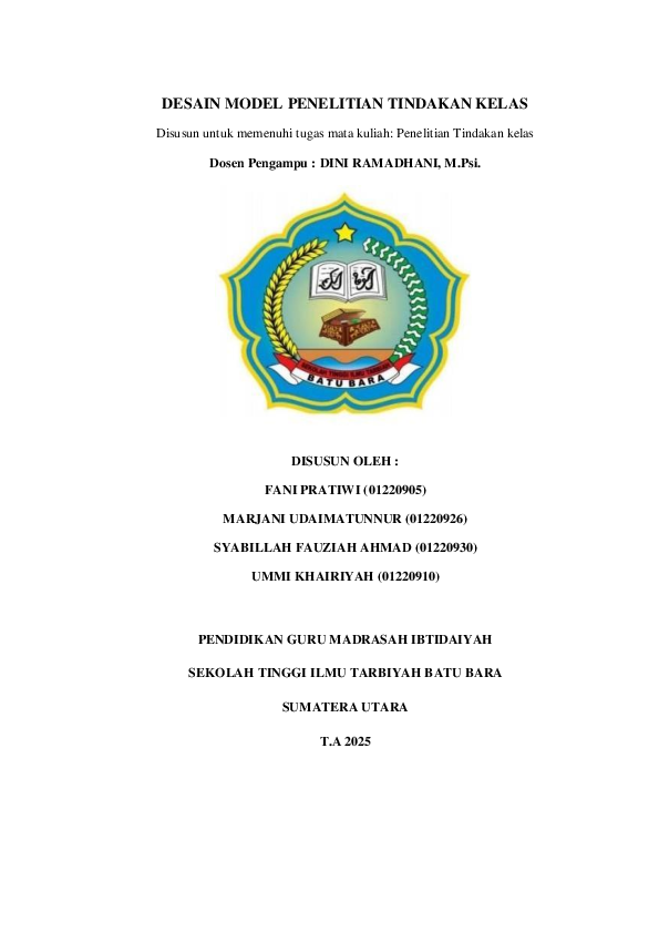 (PDF) DESAIN MODEL PENELITIAN TINDAKAN KELAS Disusun untuk memenuhi ...
