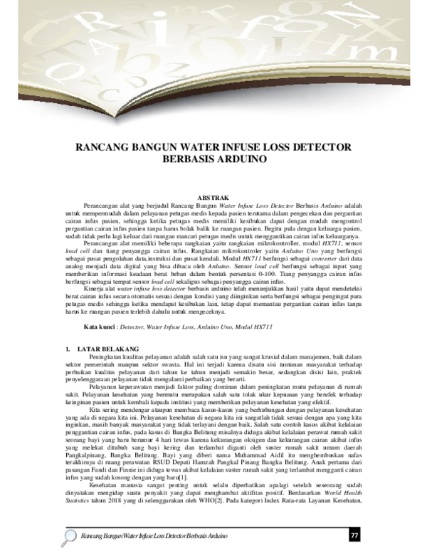 (PDF) Rancang Bangun Water Infuse Loss Detector Berbasis Arduino