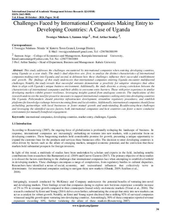 (PDF) Challenges Faced by International Companies Making Entry to ...