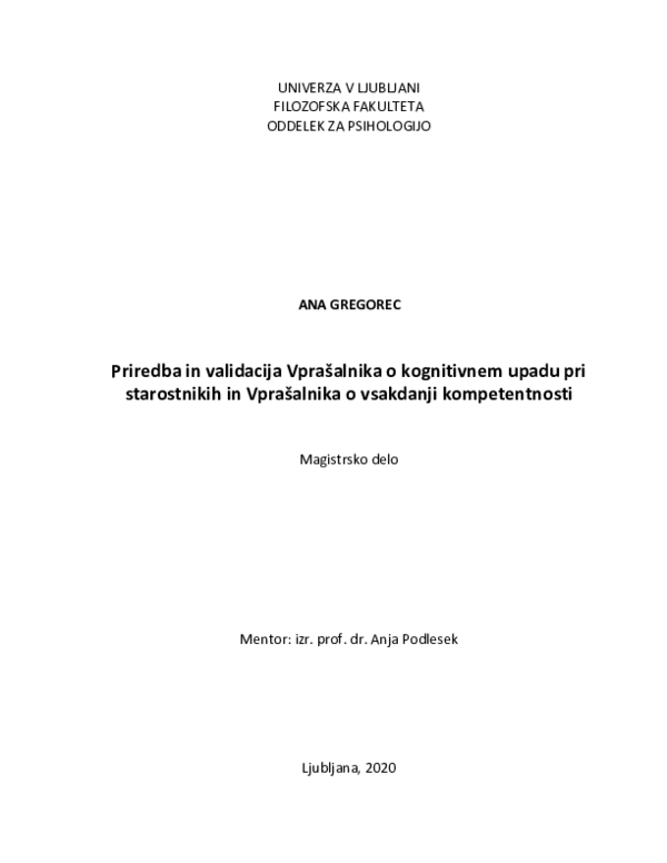 (PDF) Adaptation of The Informant Questionnaire on Cognitive Decline in ...