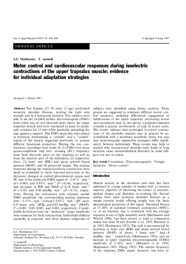 (PDF) Motor control and cardiovascular responses during isoelectric ...