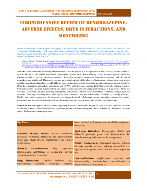 (PDF) Comprehensive Review of Benzodiazepine Adverse Effects, Drug ...