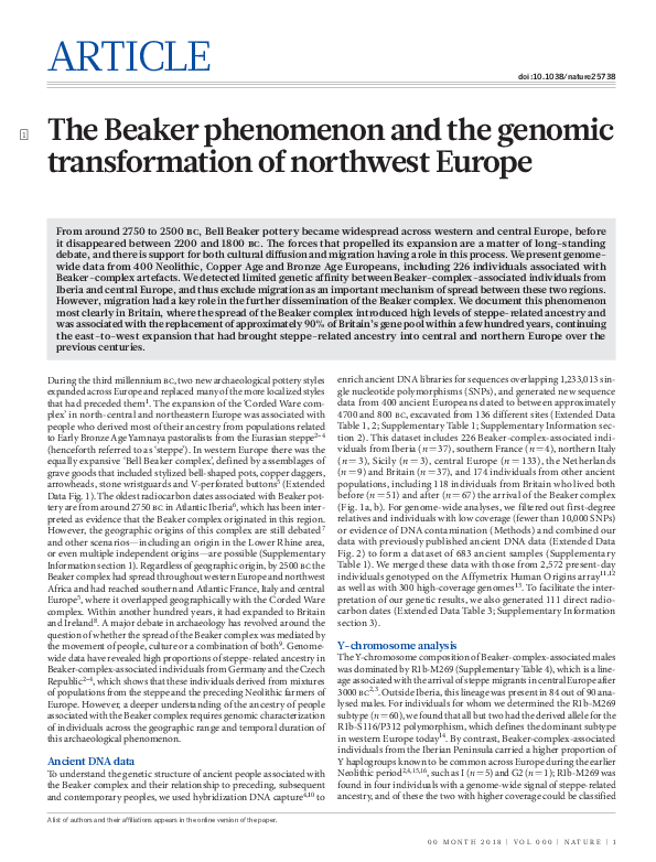 (PDF) The Beaker Phenomenon and the Genomic Transformation of Northwest ...