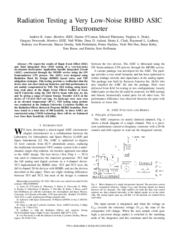(PDF) Radiation Testing a Very Low-Noise RHBD ASIC Electrometer