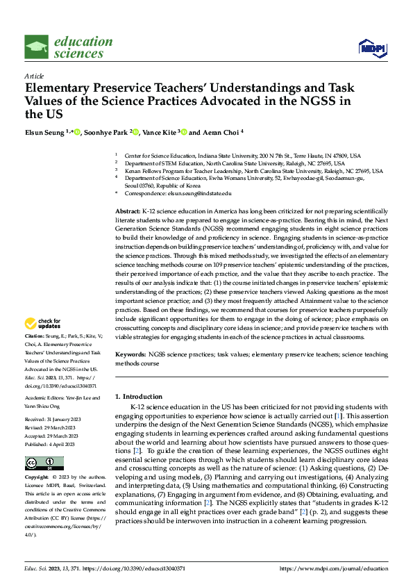 (PDF) Elementary Preservice Teachers’ Understandings and Task Values of ...