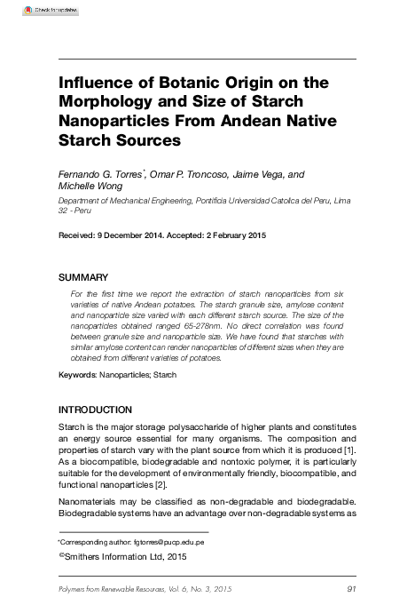 (PDF) Influence of Botanic Origin on the Morphology and Size of Starch ...