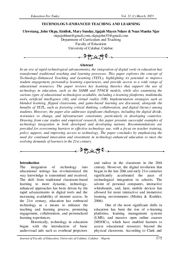 (PDF) TECHNOLOGY-ENHANCED TEACHING AND LEARNING