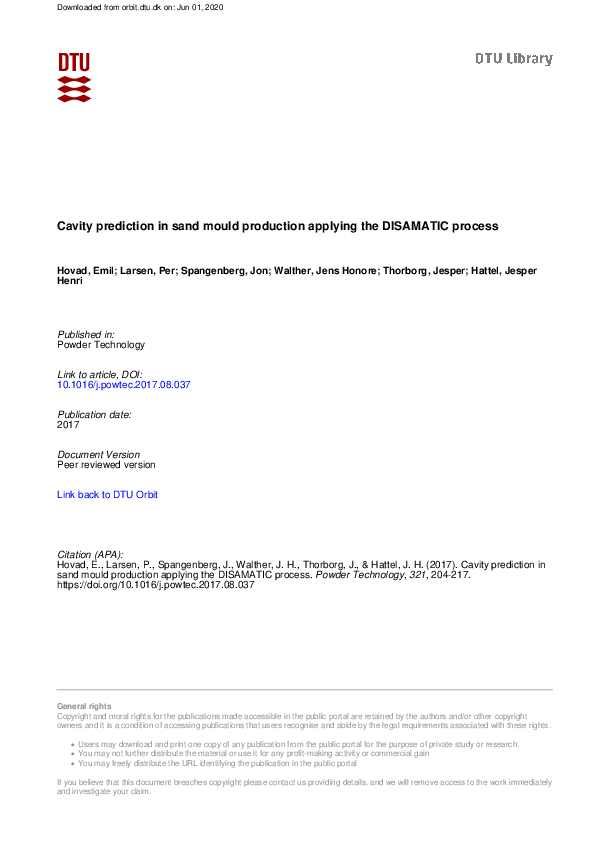 (PDF) Cavity prediction in sand mould production applying the DISAMATIC ...