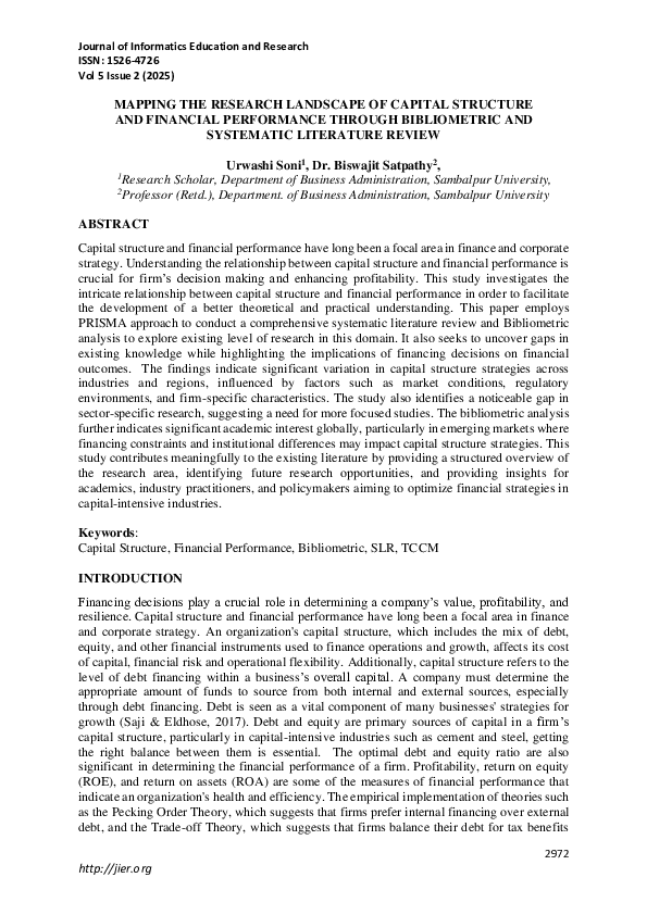 (PDF) MAPPING THE RESEARCH LANDSCAPE OF CAPITAL STRUCTURE AND FINANCIAL ...