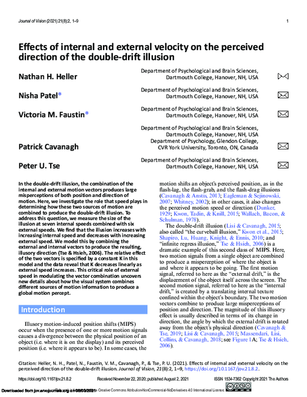 (PDF) Effects of internal and external velocity on the perceived ...