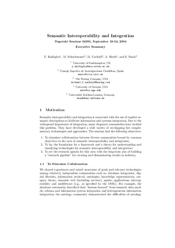 (PDF) Semantic interoperability and integration