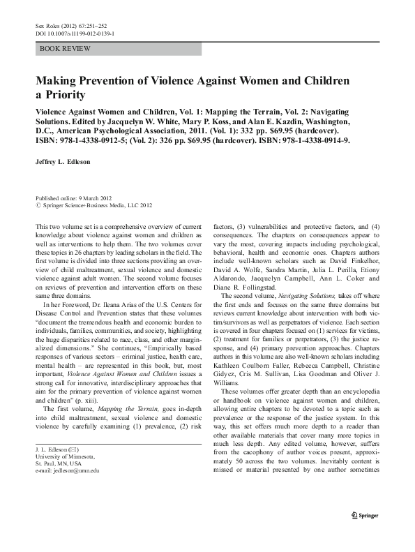 (PDF) Making Prevention of Violence Against Women and Children a Priority