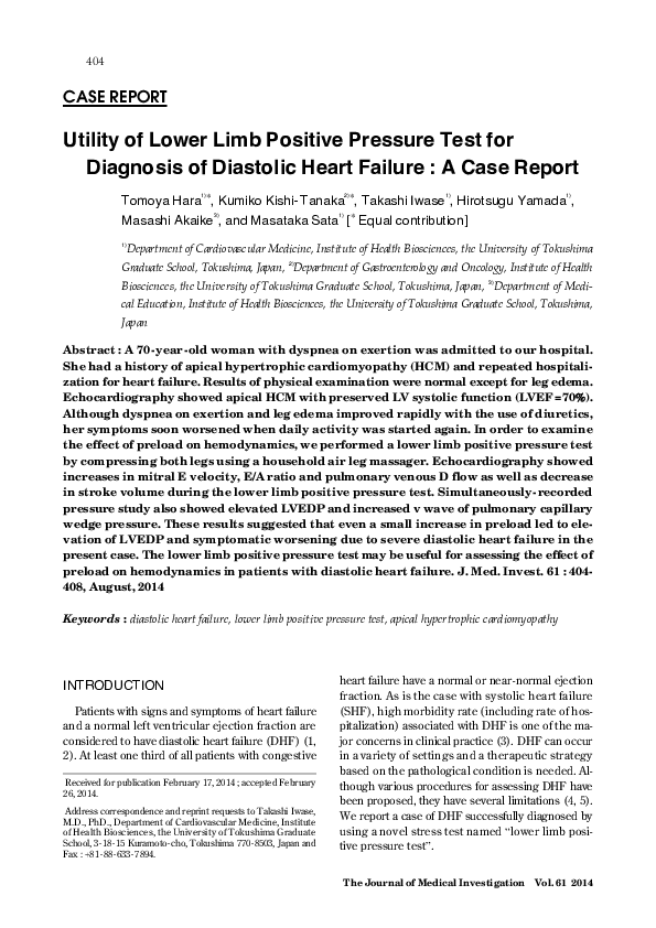 (PDF) Utility of Lower Limb Positive Pressure Test for Diagnosis of ...