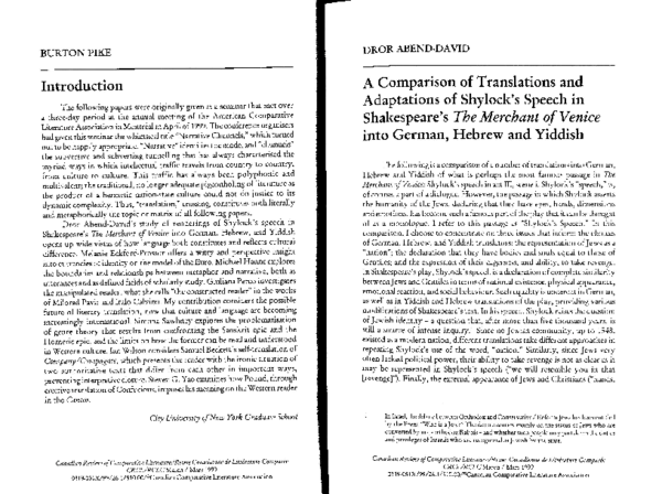(PDF) “A Comparison of Translations and Adaptations of Shylock’s Speech ...