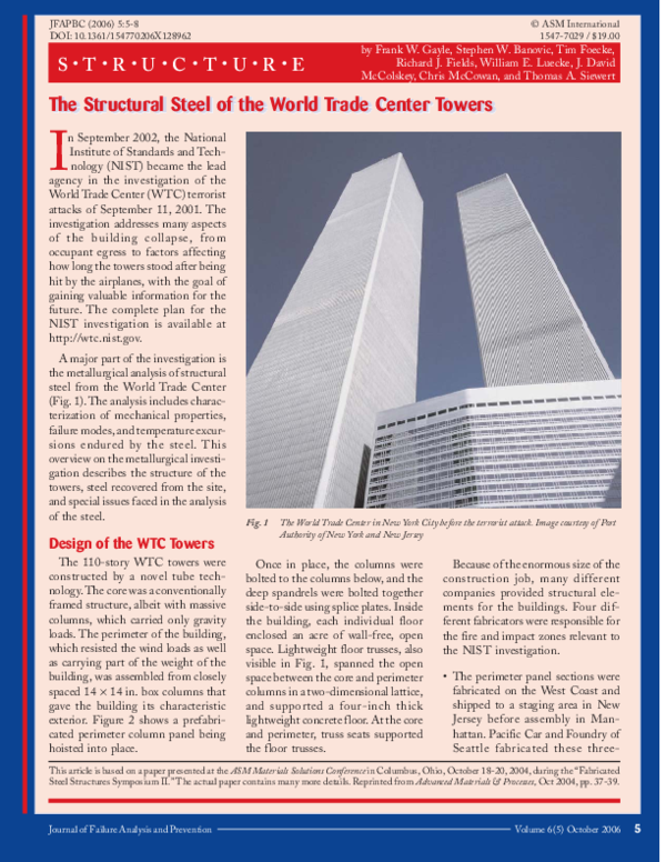 (PDF) The structural steel of the World Trade Center Towers