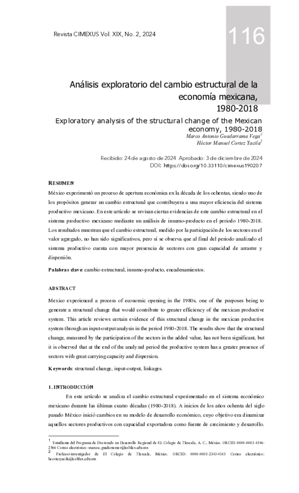 (PDF) Análisis exploratorio del cambio estructural de la economía ...