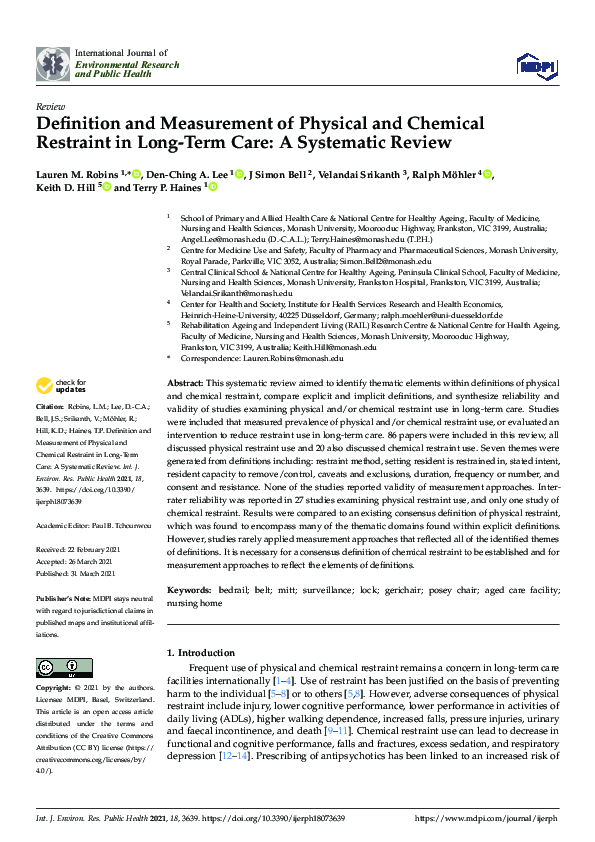 (PDF) Definition and Measurement of Physical and Chemical Restraint in ...