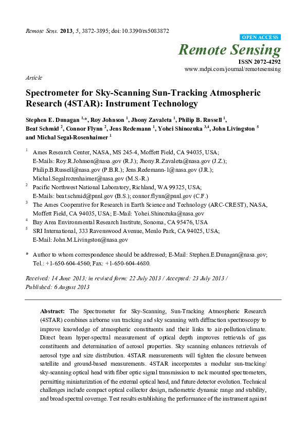 (PDF) Spectrometer for Sky-Scanning Sun-Tracking Atmospheric Research ...