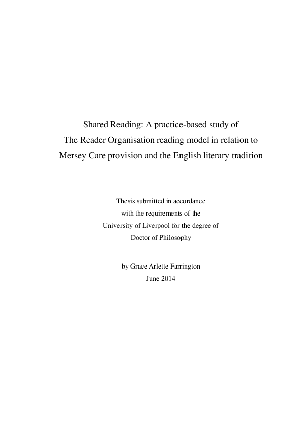 (PDF) Shared reading: A practice-based study of The Reader Organisation ...