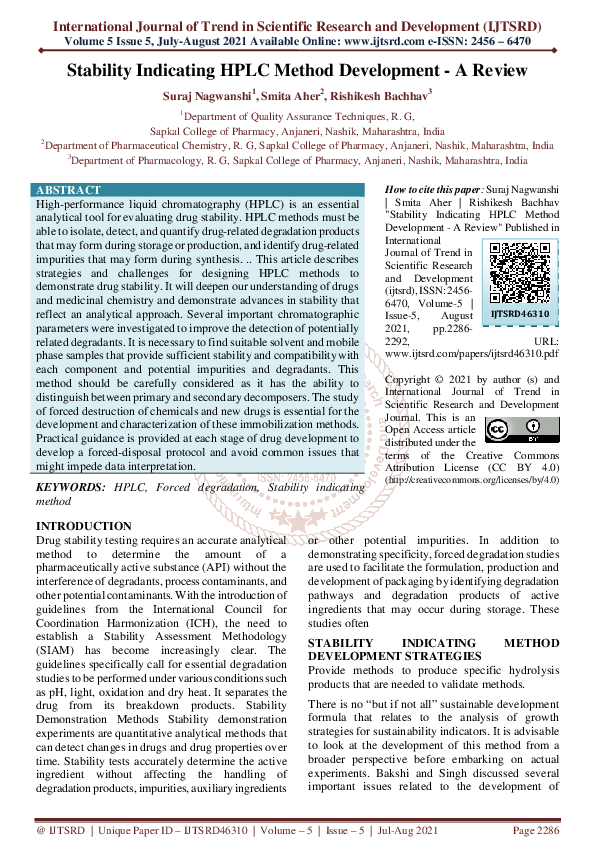 (PDF) Stability Indicating HPLC Method Development - A Review