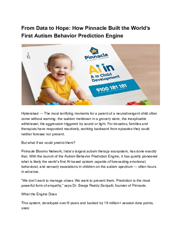 (PDF) From Data to Hope How Pinnacle Built the World’s First Autism ...