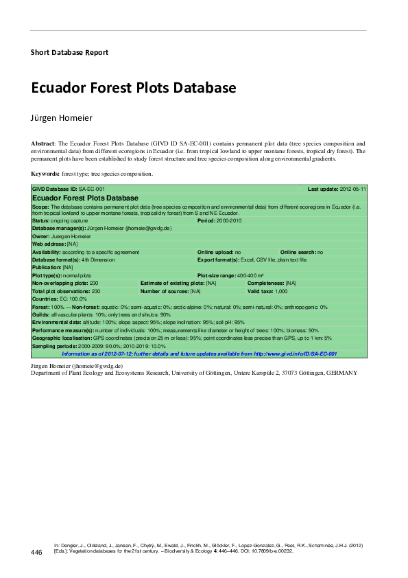 (PDF) Ecuador Forest Plots Database