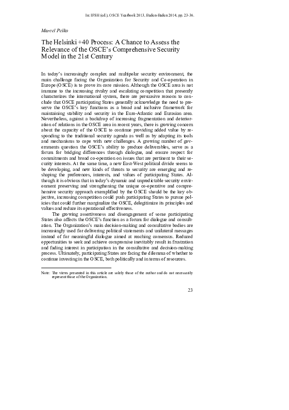 (PDF) The Helsinki +40 Process: A Chance to Assess the Relevance of the ...
