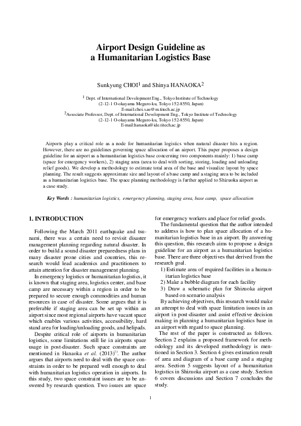 (PDF) Airport design guideline as a humanitarian logistics base