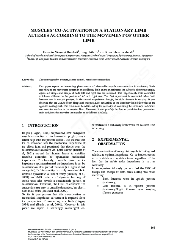 (PDF) Muscles' Co-activation in a Stationary Limb Alteres According to ...