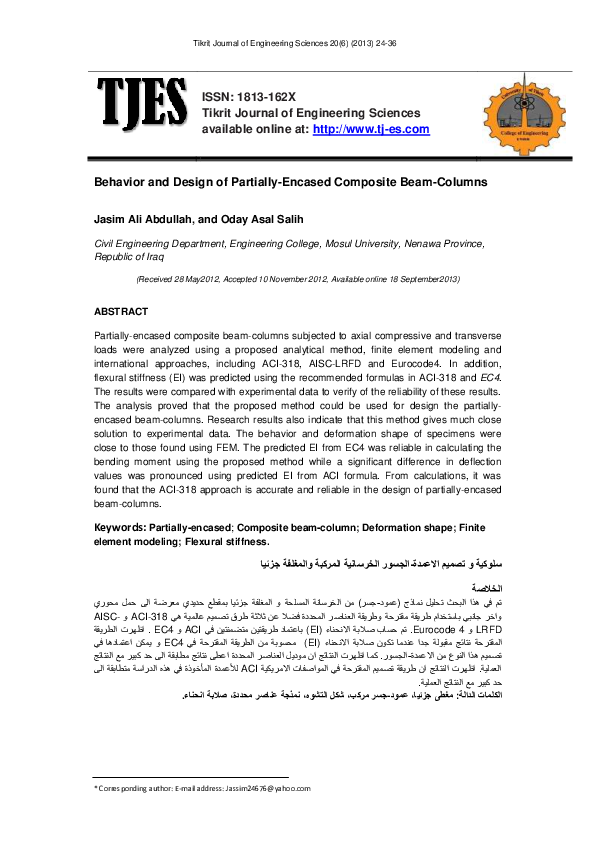 (PDF) Behavior and Design of Partially-Encased Composite Beam-Columns