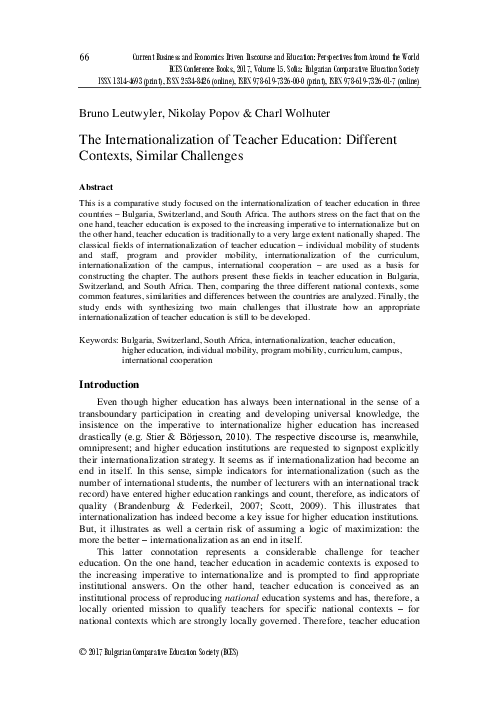 (PDF) Teacher Education : Different Contexts , Similar Challenges